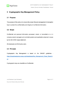 ISO 27001 Cryptographic Key Management Policy Template | Word