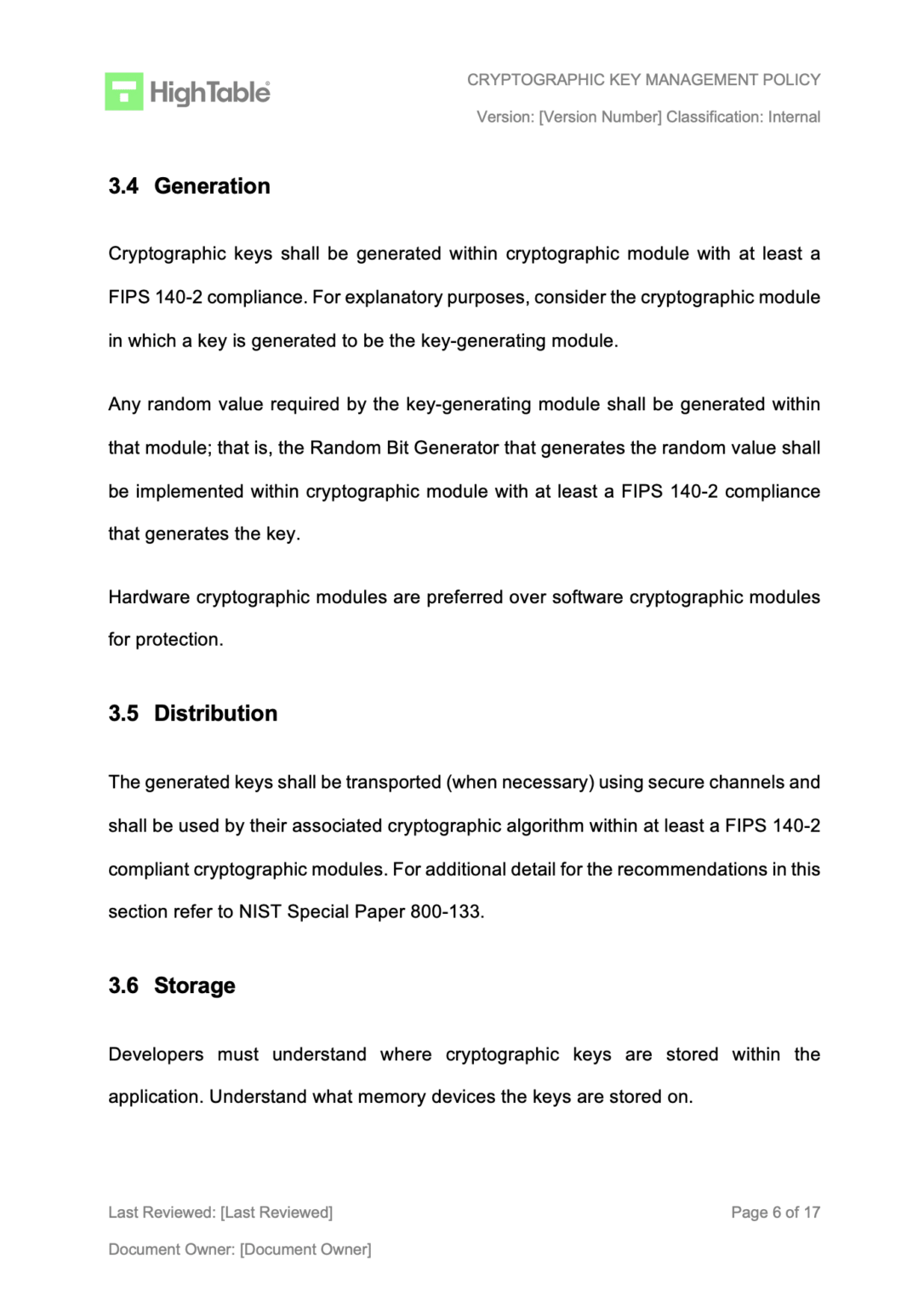 ISO 27001 Cryptographic Key Management Policy Template | Word