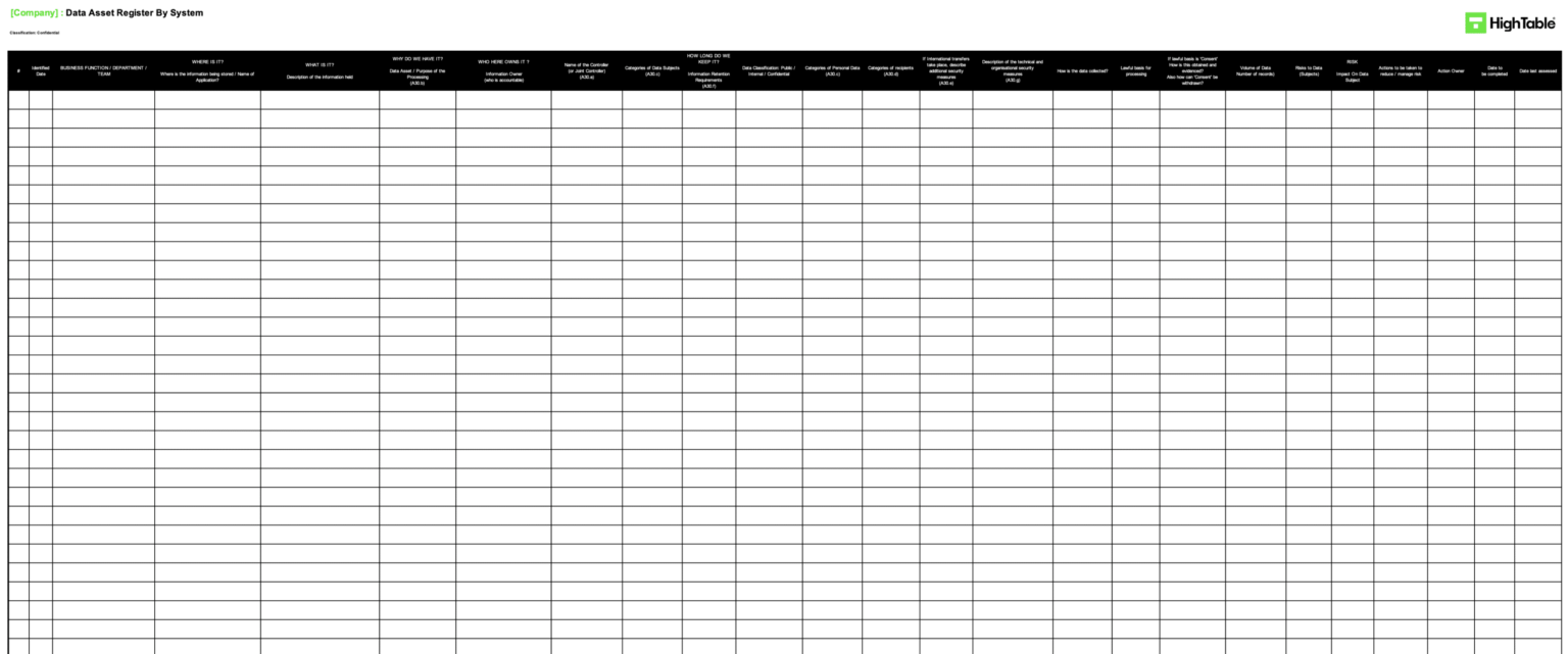ISO 27001 Data Retention Policy Template | Word | High Table