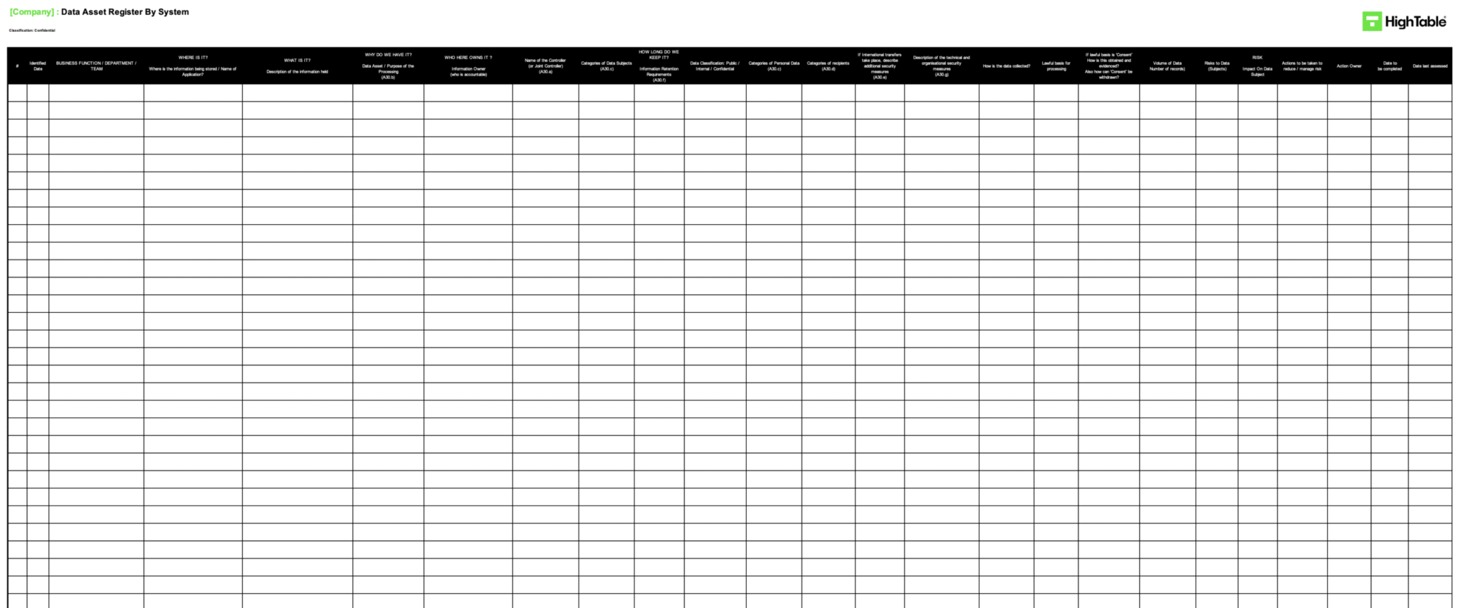 ISO 27001 Data Retention Policy Template | Word | High Table
