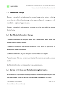 ISO 27001 Information Classification Policy Template | Word | High Table