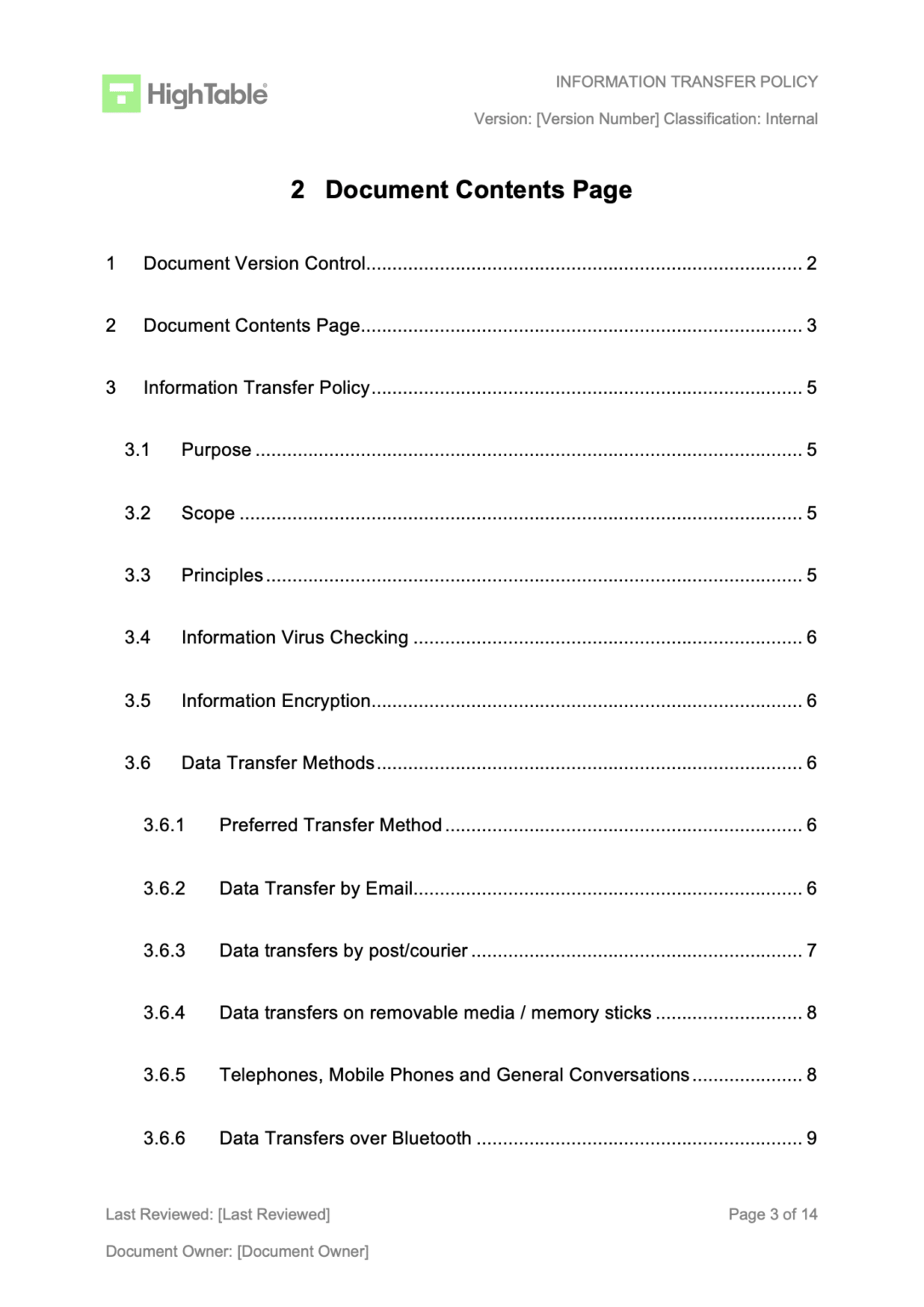 ISO 27001 Information Transfer Policy Template | Word