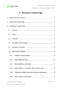 ISO 27001 Information Transfer Policy Template | Word