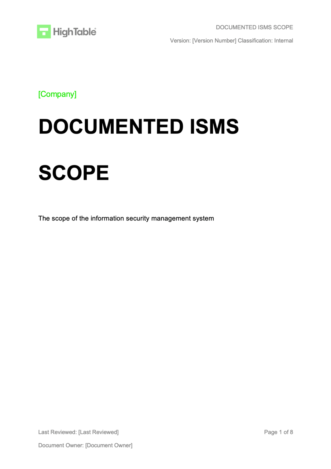 ISO 27001:2022 Scope Template | Word