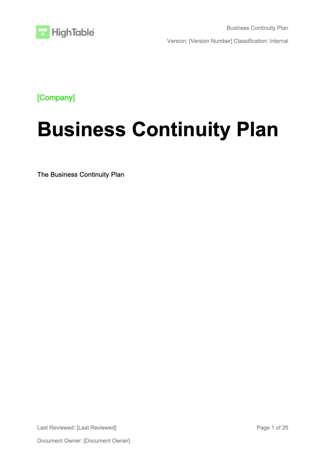 ISO 27001:2022 Business Continuity Plan Template | Word