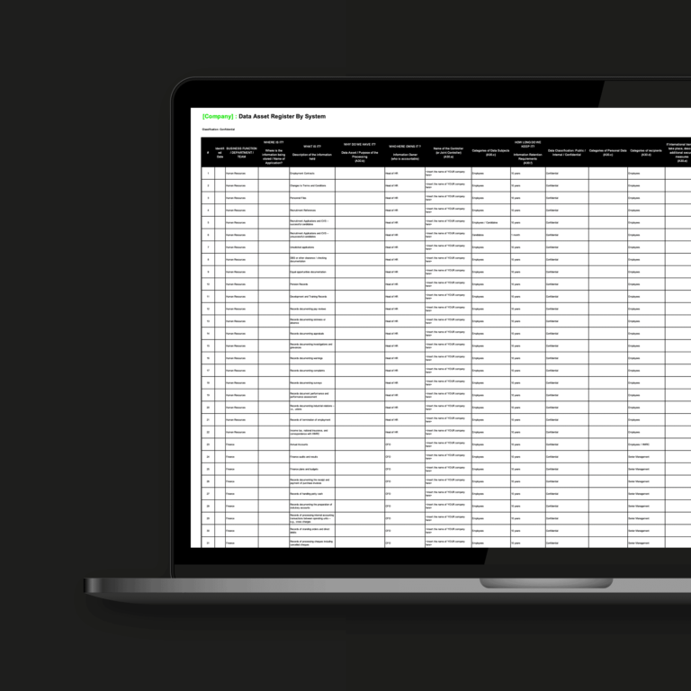 ISO 27001 Data Asset Register Template