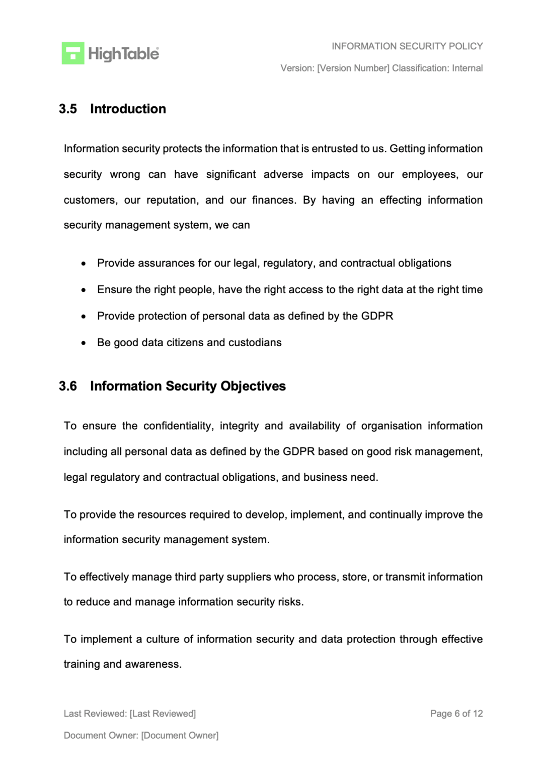 ISO 27001 Information Security Policy Template | Word
