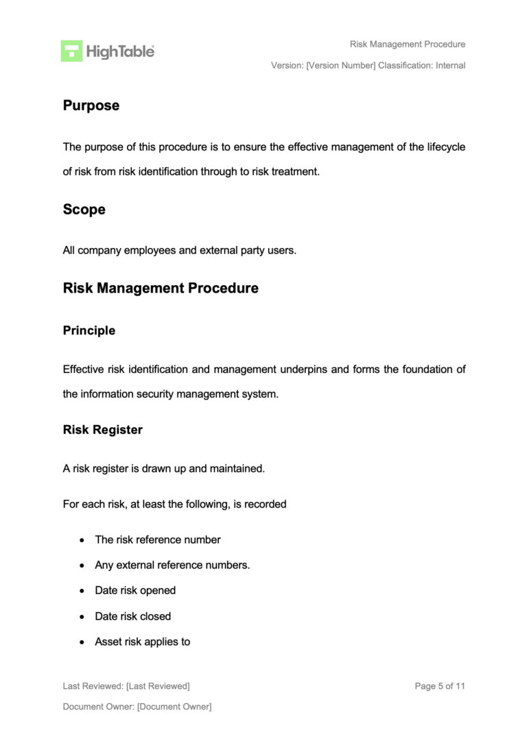 ISO 27001 Risk Management Process Template