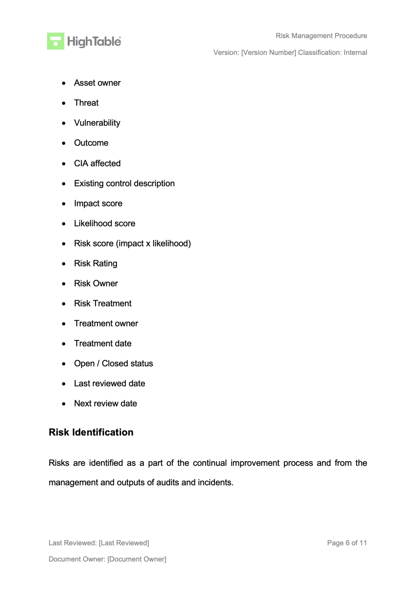 ISO 27001 Risk Management Process Template