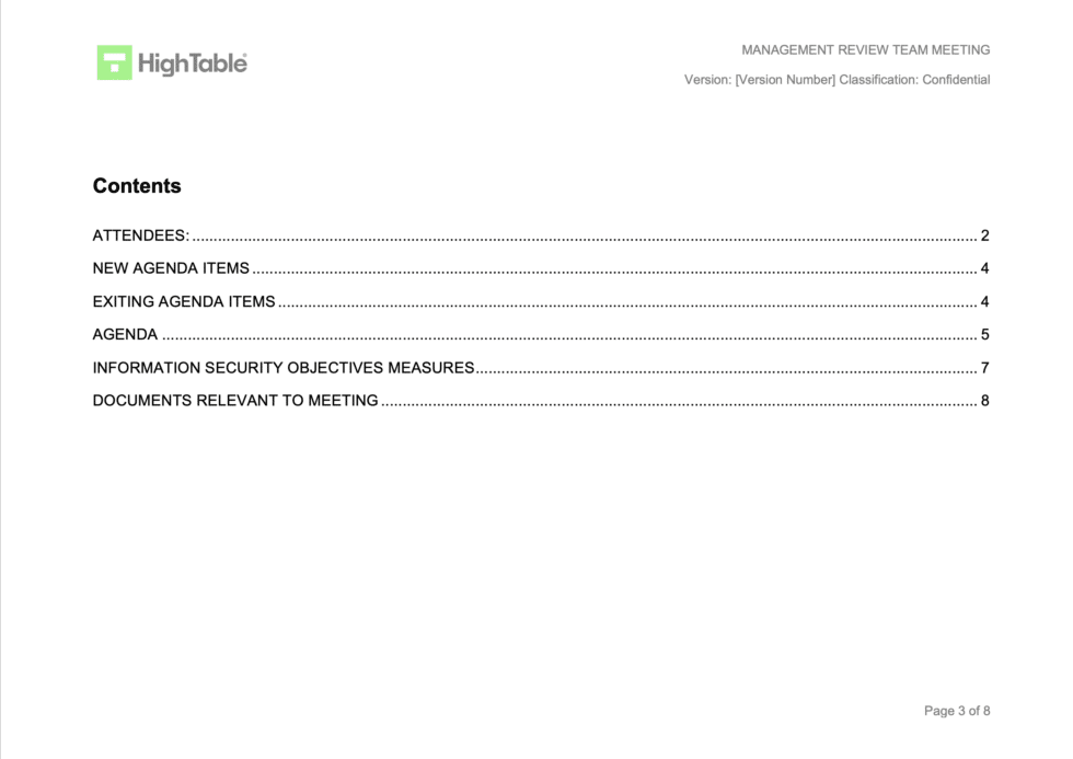 ISO 27001 Management Review Template Isms Management Review Meeting ...