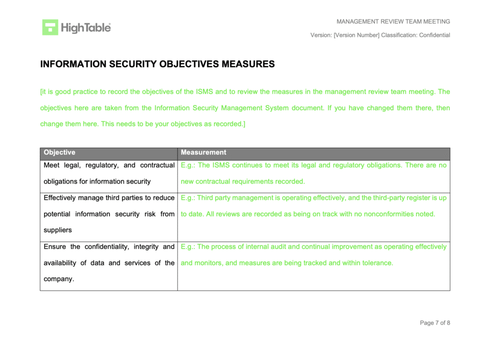 ISO 27001:2022 Management Review Template | Instant Download