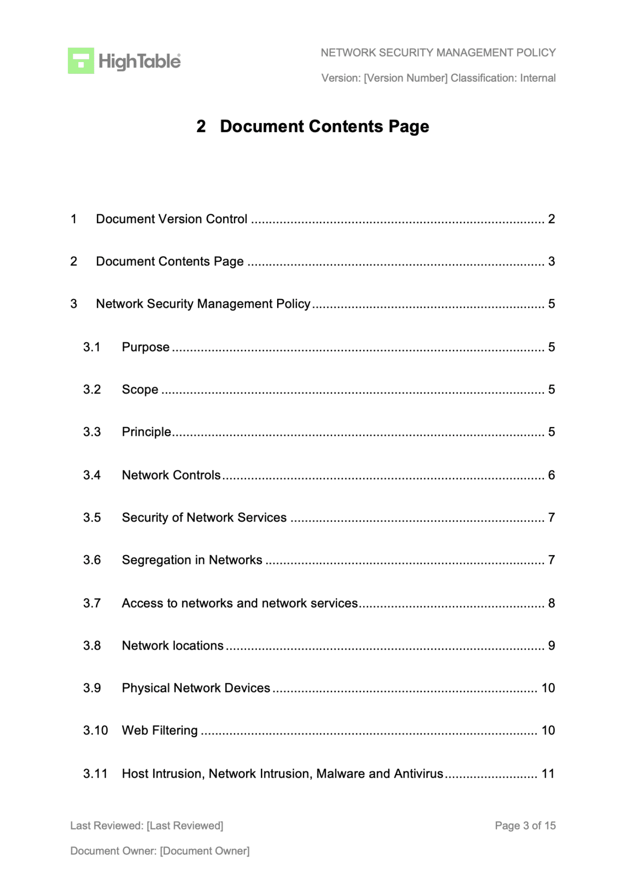 ISO 27001 Network Security Management Policy Template | Word