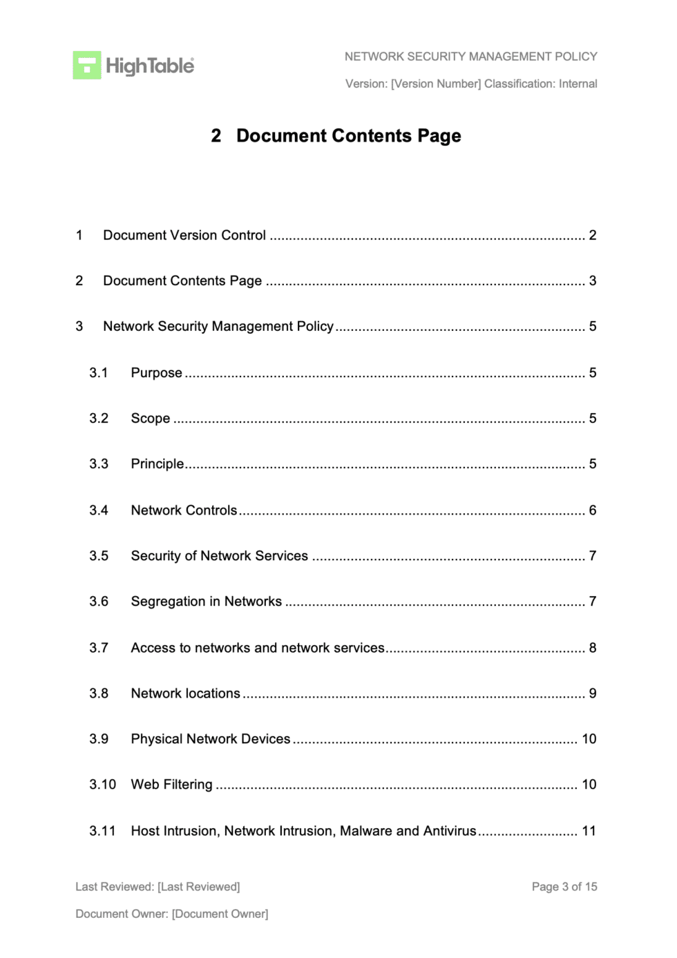 ISO 27001 Network Security Management Policy Template | Word
