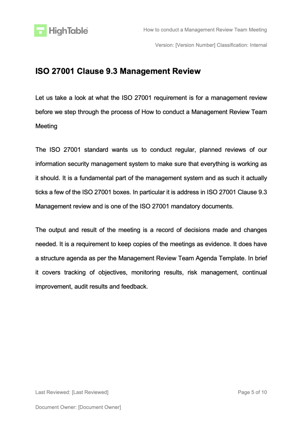 ISO 27001:2022 Management Review Template | Instant Download