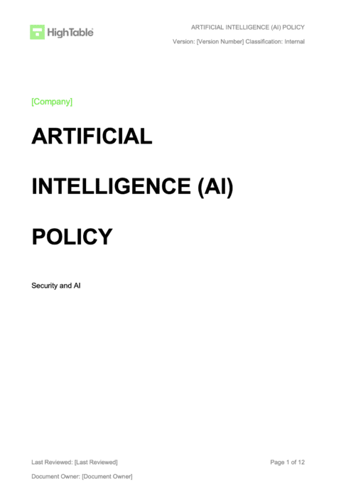 ISO 27001:2022 AI Security Policy Template | Word