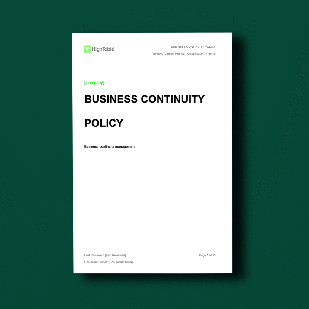 ISO 27001 Business Continuity Policy: A Complete Guide + Template